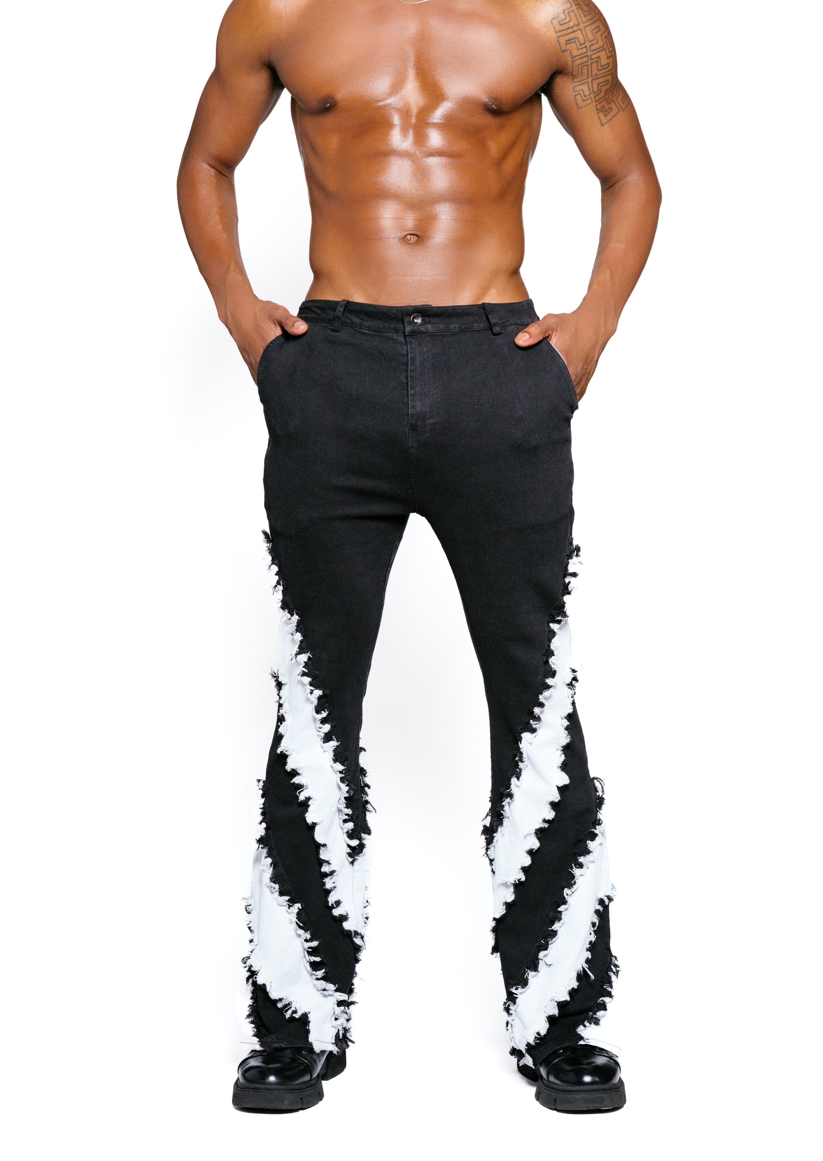 The New York Distress, Patched Work Stretched Denim – Richeé NYC